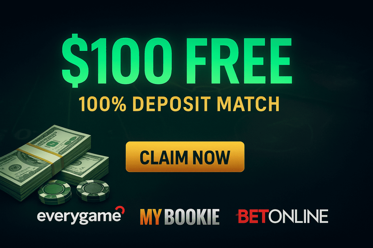 Free Bets from the Best Sportsbooks by Using a 100% Bonus
